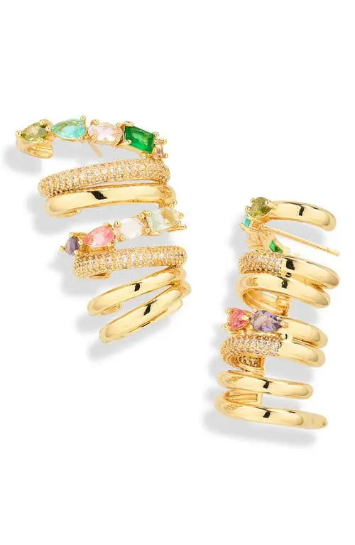 MELANIA CLARA 18k Gold Plated Cubic Zirconia And Multi-stone Ear Climbers