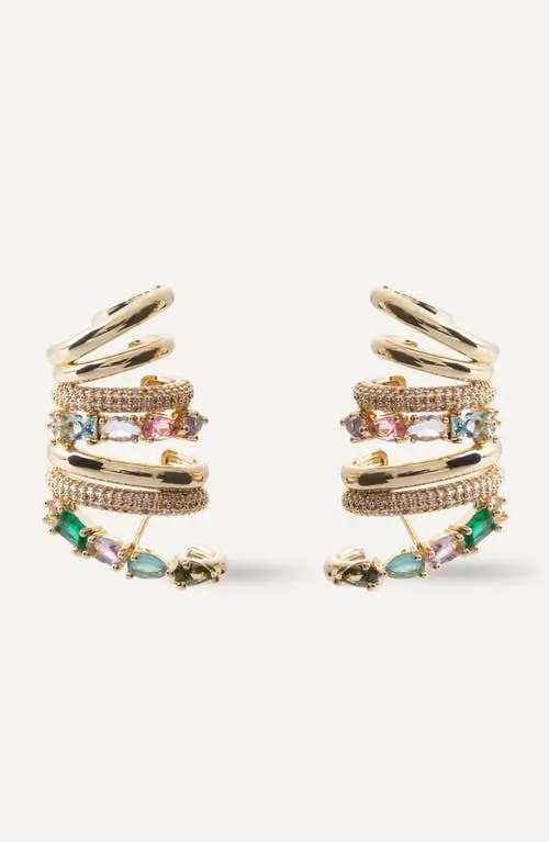 MELANIA CLARA 18k Gold Plated Cubic Zirconia And Multi-stone Ear Climbers