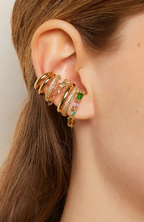 MELANIA CLARA 18k Gold Plated Cubic Zirconia And Multi-stone Ear Climbers