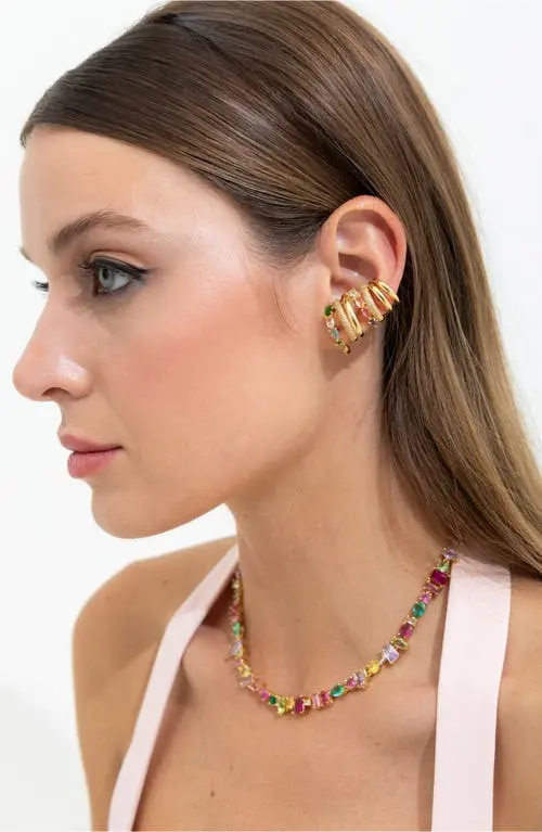 MELANIA CLARA 18k Gold Plated Cubic Zirconia And Multi-stone Ear Climbers