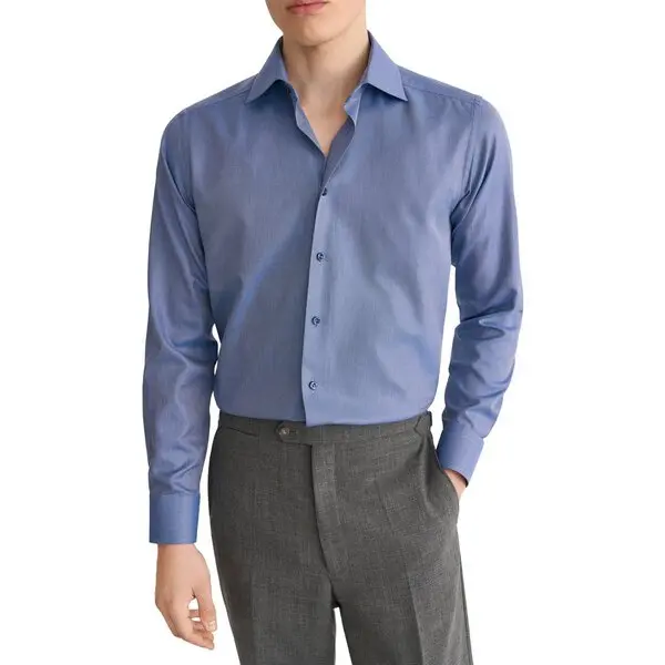 Eton Slim Fit Textured Cotton Dress Shirt