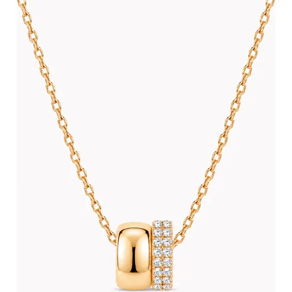 DONATELLO GIAN Tone Pavé Double Ring Pendant Necklace - Gold