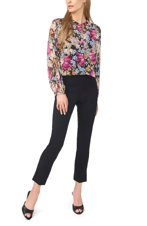 Halogen Mock Neck Shirred Button-down Shirt