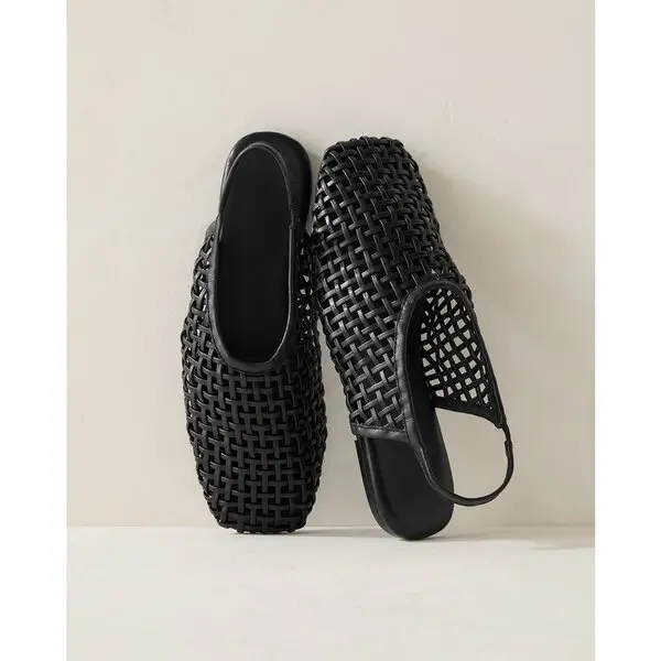 HAVEN WELL WITHIN Woven Leather Sandals With Ankle Strap
