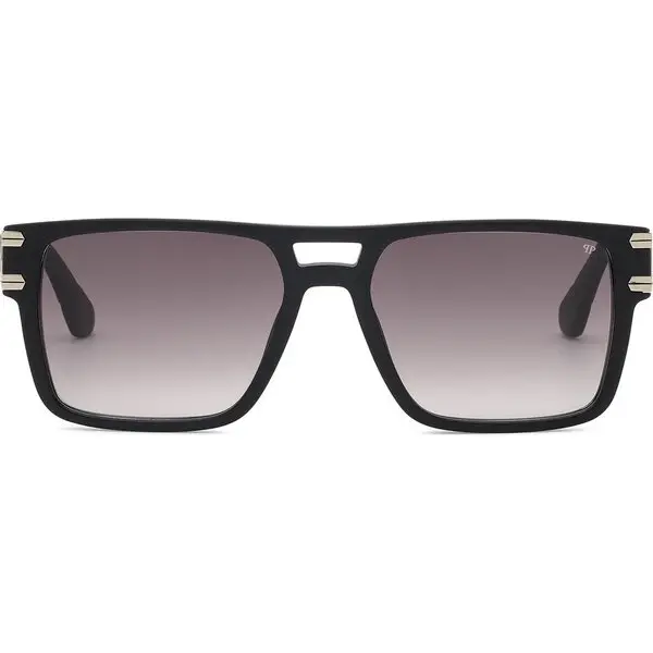 Philipp Plein Rectangular Sunglasses With Double Bridge - Black/violet