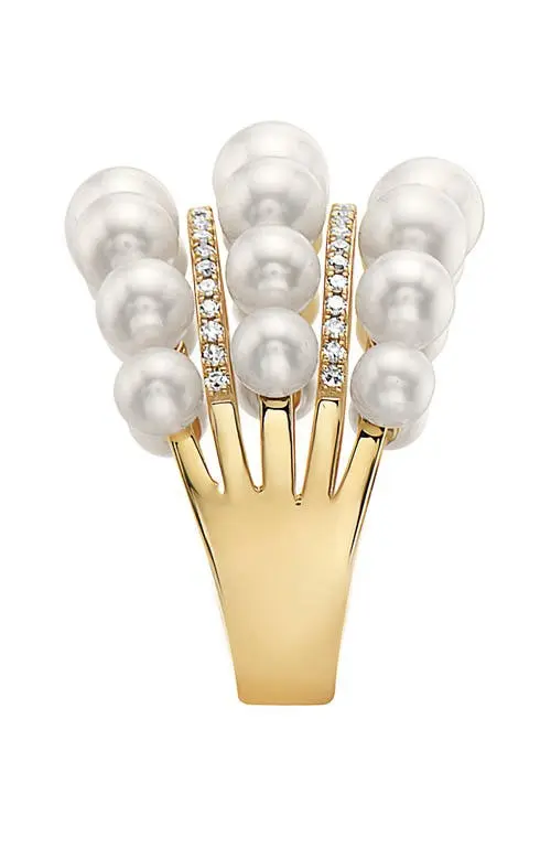 EFFY 14k Yellow Gold Freshwater Pearl Diamond Bubble Ring