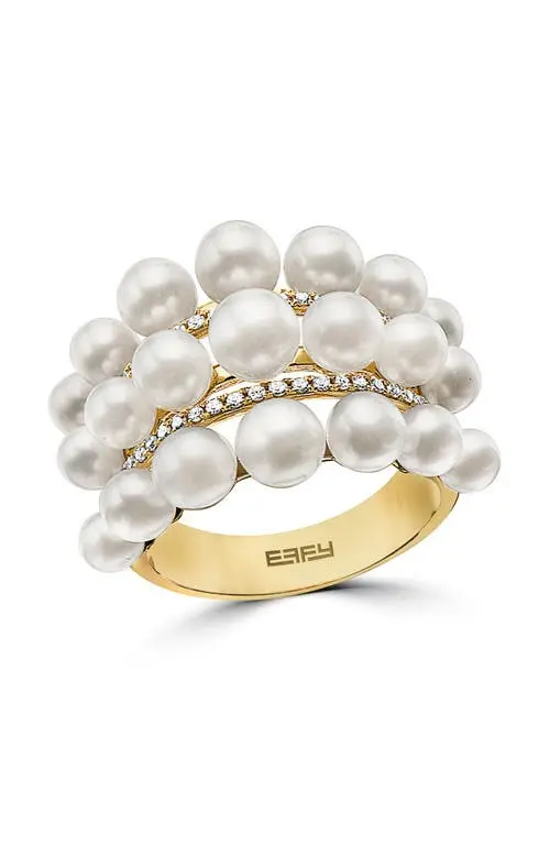 EFFY 14k Yellow Gold Freshwater Pearl And Diamond Ring - 14k Gold