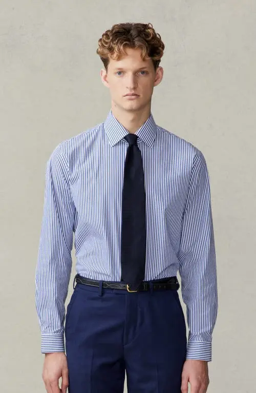 THE BLACK TUX Essential Dress Shirt - Navy Stripe