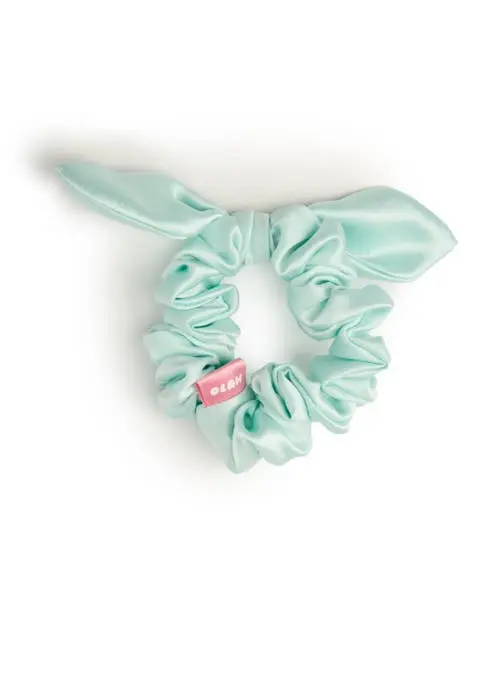 OLAH Bunny Ear Silk Hair Tie Scrunchie - Blue