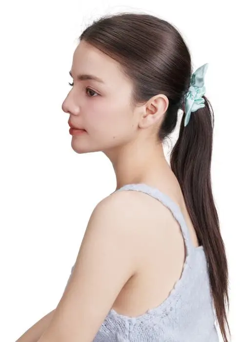 OLAH Bunny Ear Silk Scrunchie - Blue