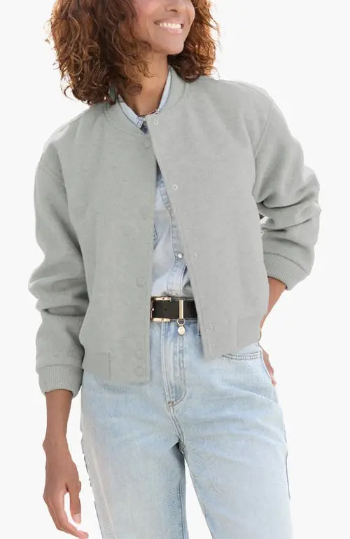 LASCANA Fleece Varsity Bomber Jacket - Grey Heather
