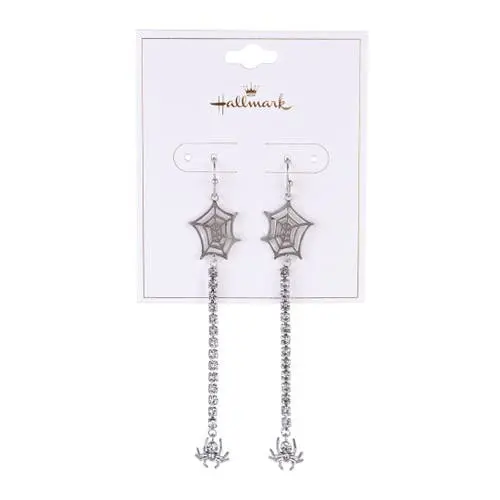 HALLMARK Halloween Spider And Web Linear Drop Earrings