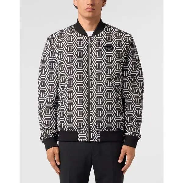 Philipp Plein Monogram Nylon Bomber Jacket