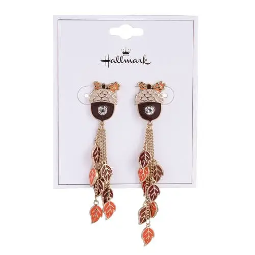 HALLMARK Acorn And Leaf Linear Statement Earrings