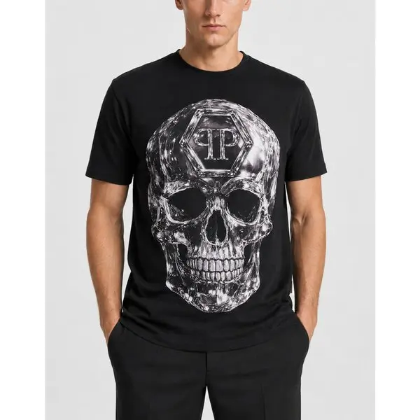 Philipp Plein T-shirt Round Neck Ss Skull - Black