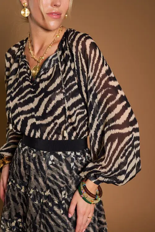 MAISON COMMON Silk Blouse With Zebra Print