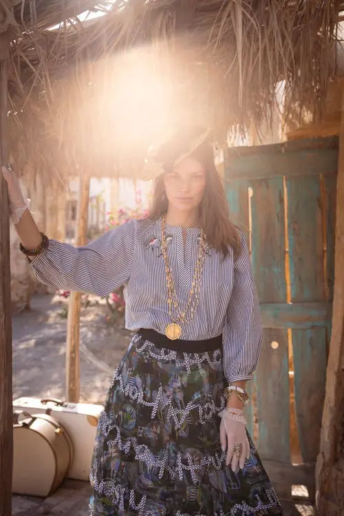 MAISON COMMON Striped Blouse With Zebra Patches