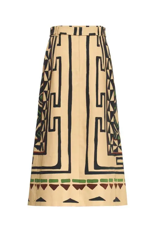 MAISON COMMON Printed Canvas Skirt With Belt