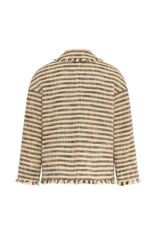 MAISON COMMON Striped Jacket With Palm Tree Embroidery