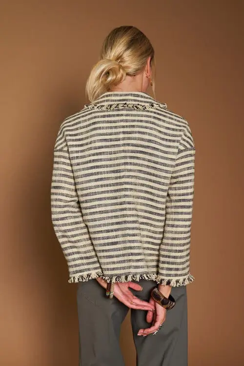 MAISON COMMON Striped Jacket With Palm Tree Embroidery