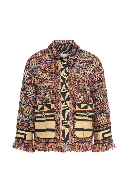 MAISON COMMON Tweed Jacket With Patch Pockets And Fringes
