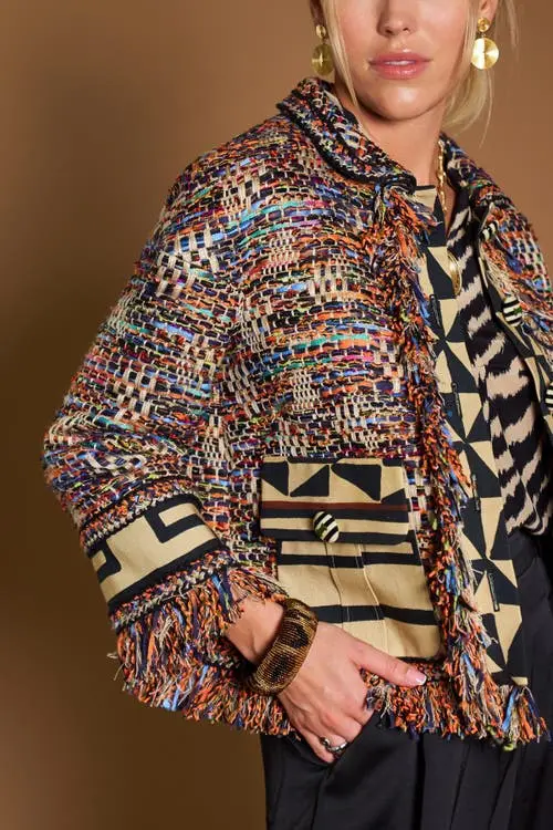 MAISON COMMON Tweed Jacket With Patch Pockets And Fringes