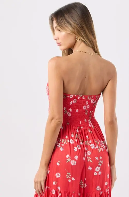 Tiare Hawaii Gardenia Strapless Floral Maxi Dress