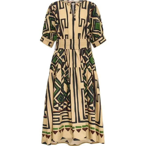MAISON COMMON Printed Cotton Maxi Dress With Belt