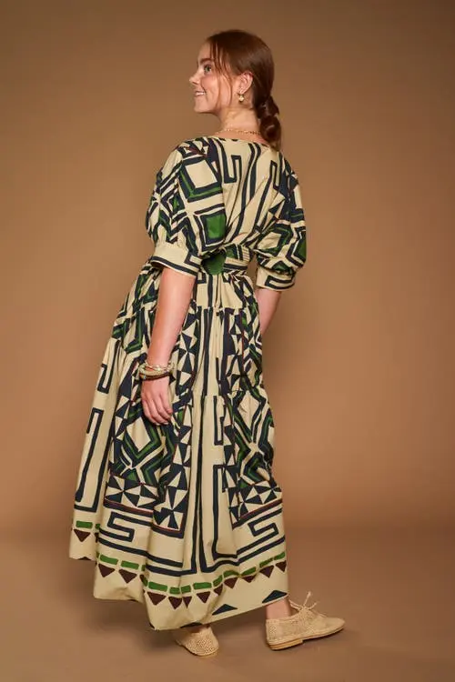 MAISON COMMON Printed Cotton Maxi Dress With Belt