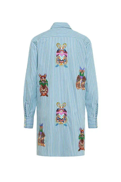 MAISON COMMON Striped Long Shirt With Silk Back
