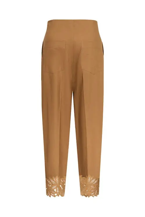 MAISON COMMON Embroidered Cotton Trousers With Belt