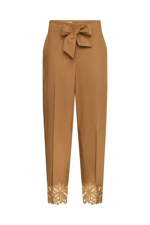 MAISON COMMON Embroidered Cotton Trousers With Belt