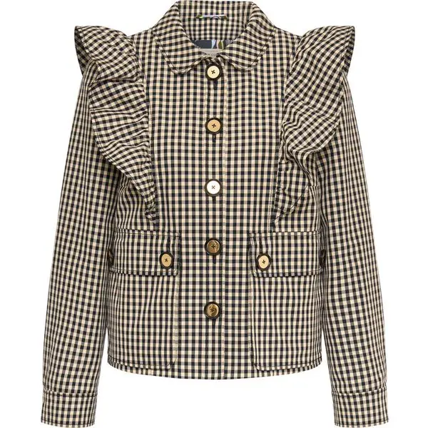 MAISON COMMON Gingham Outdoor Jacket With Ruffles