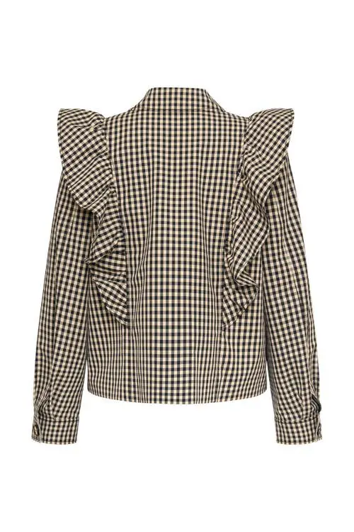 MAISON COMMON Gingham Outdoor Jacket With Ruffles
