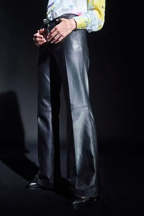 MAISON COMMON Nappa Leather Bootleg Pants