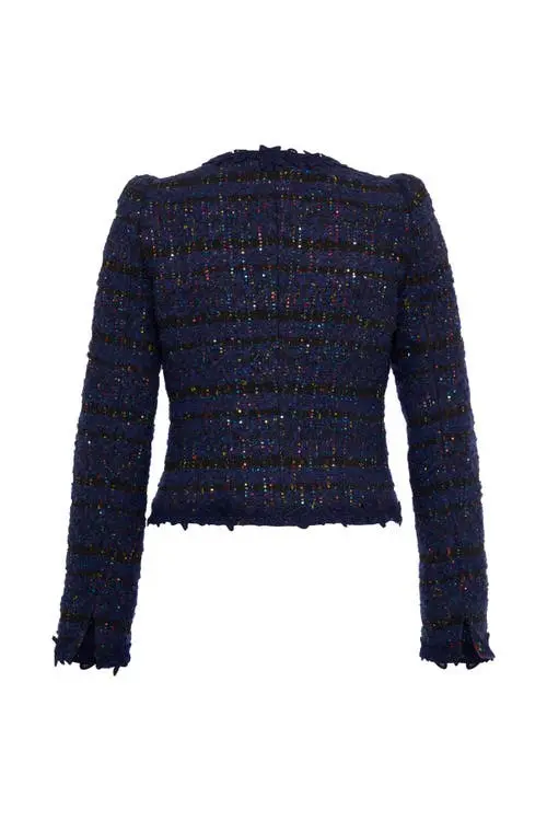 MAISON COMMON Sequins Tweed Jacket With Macrame Trimming