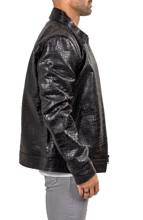 MACEOO Marthyr Croc Embossed Leather Jacket