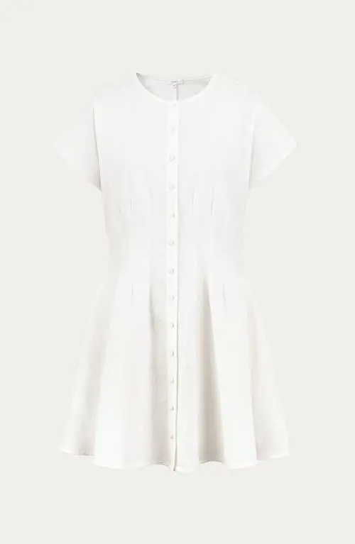 JUANA Flora Pleated Shirt Dress - White