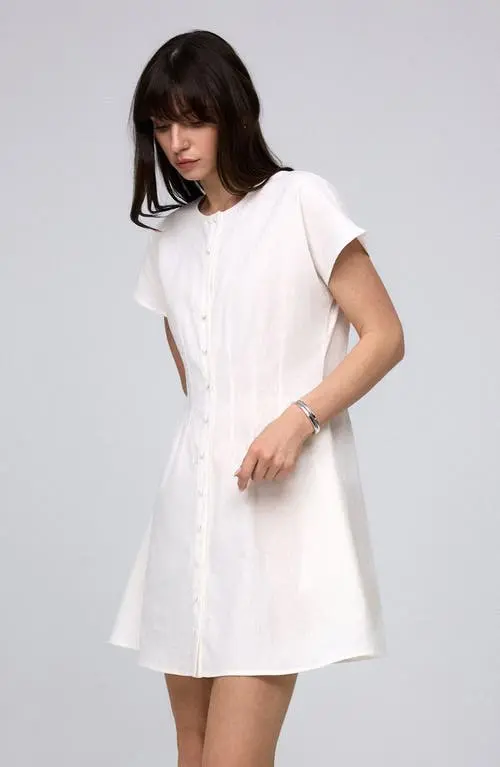 JUANA Flora Pleated Shirt Dress - White