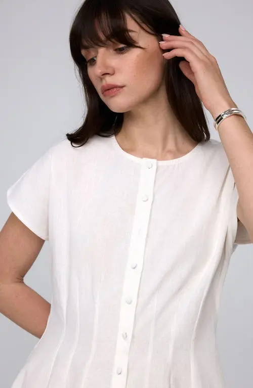 JUANA Flora Pleated Shirt Dress - White