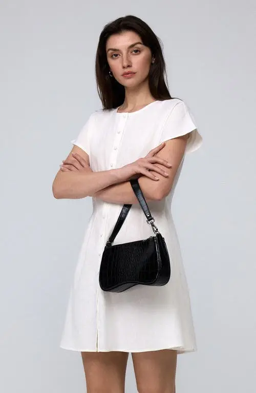 JUANA Flora Pleated Shirt Dress - White