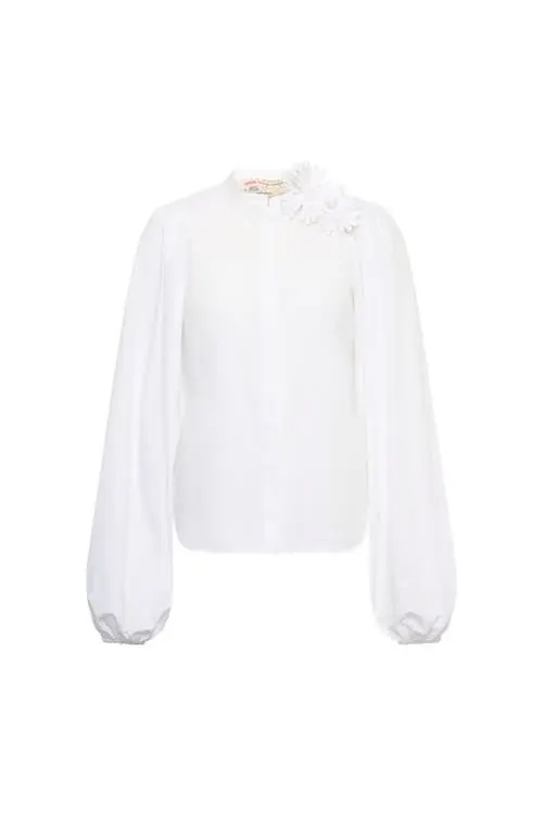 MAISON COMMON Cotton Poplin Blouse With Flower Pin