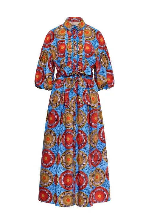 MAISON COMMON Printed Dress With Macramé Piping