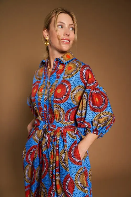 MAISON COMMON Printed Dress With Macramé Piping