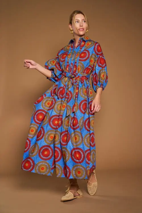 MAISON COMMON Printed Dress With Macramé Piping
