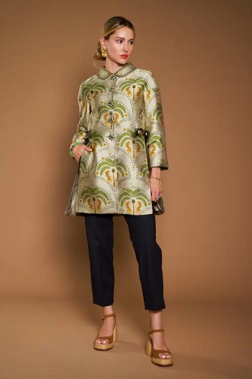 MAISON COMMON Jacquard Long Jacket With Embroidery