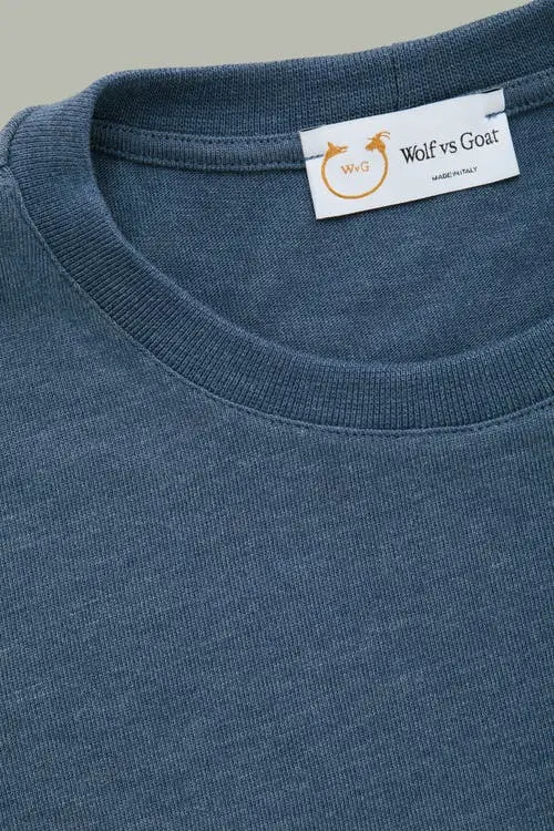 WOLF VS. GOAT (WVG) Heavyweight Long Sleeve Viscose Jersey Crewneck - Navy