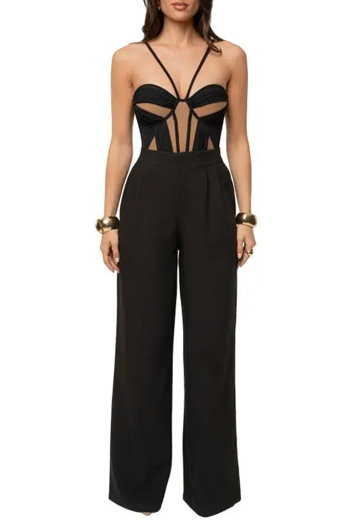 JLUXLABEL Illusion Contrast Bodysuit - Black