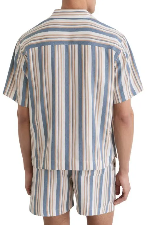 REISS Celeste Striped Camp Shirt - Blue/ecru
