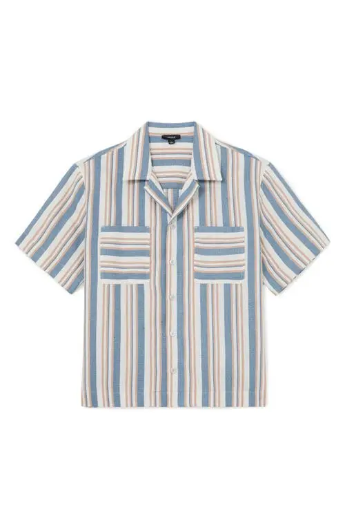 REISS Celeste Striped Camp Shirt - Blue/ecru